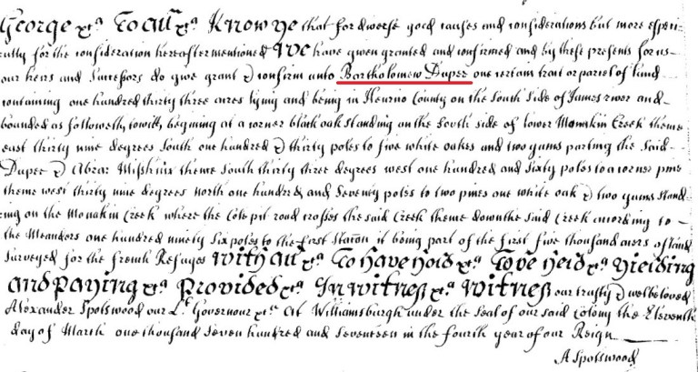 My Huguenot Ancestors settle at Manakintown – the Dupuy, Le Villain ...